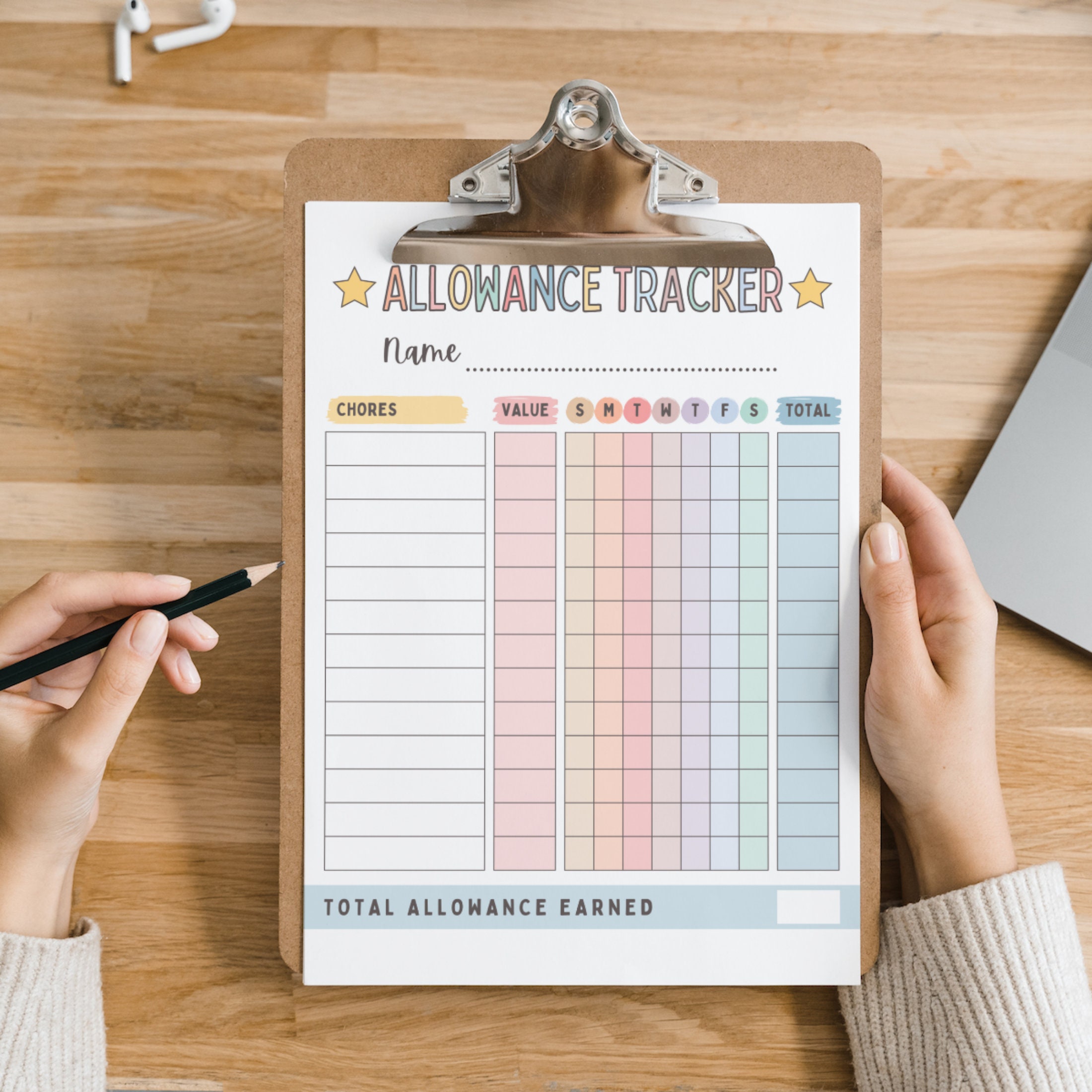 Allowance Tracker for Kids, Editable Allowance Chart for Kids ...