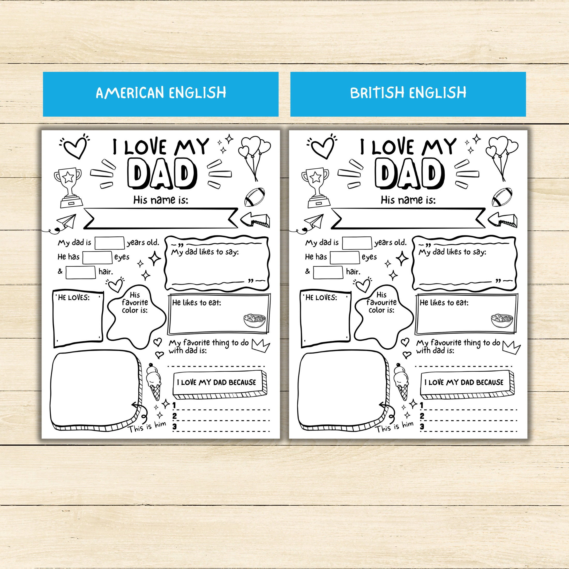 Dad Birthday Gift, I Love My Dad Printable, Father's Day Gift, Coloring ...