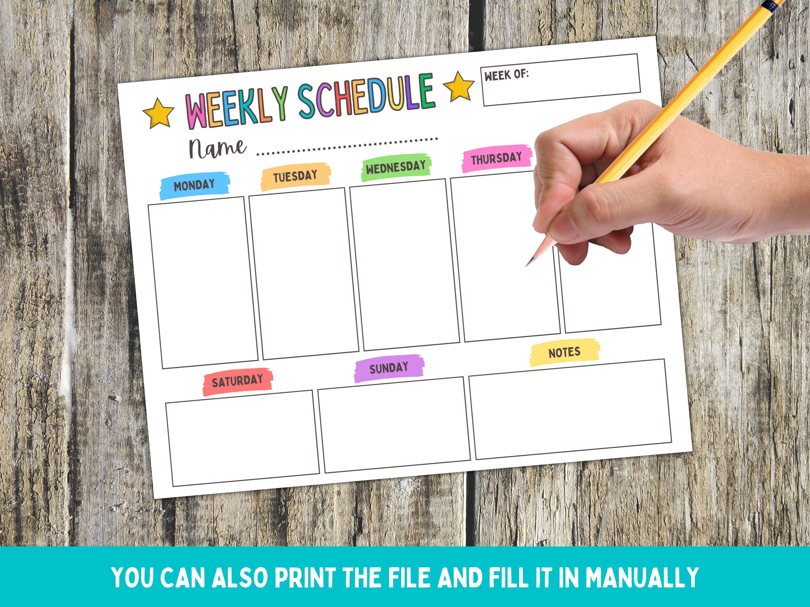 Weekly Schedule for Kids Printable Weekly Planner Toddler - Etsy