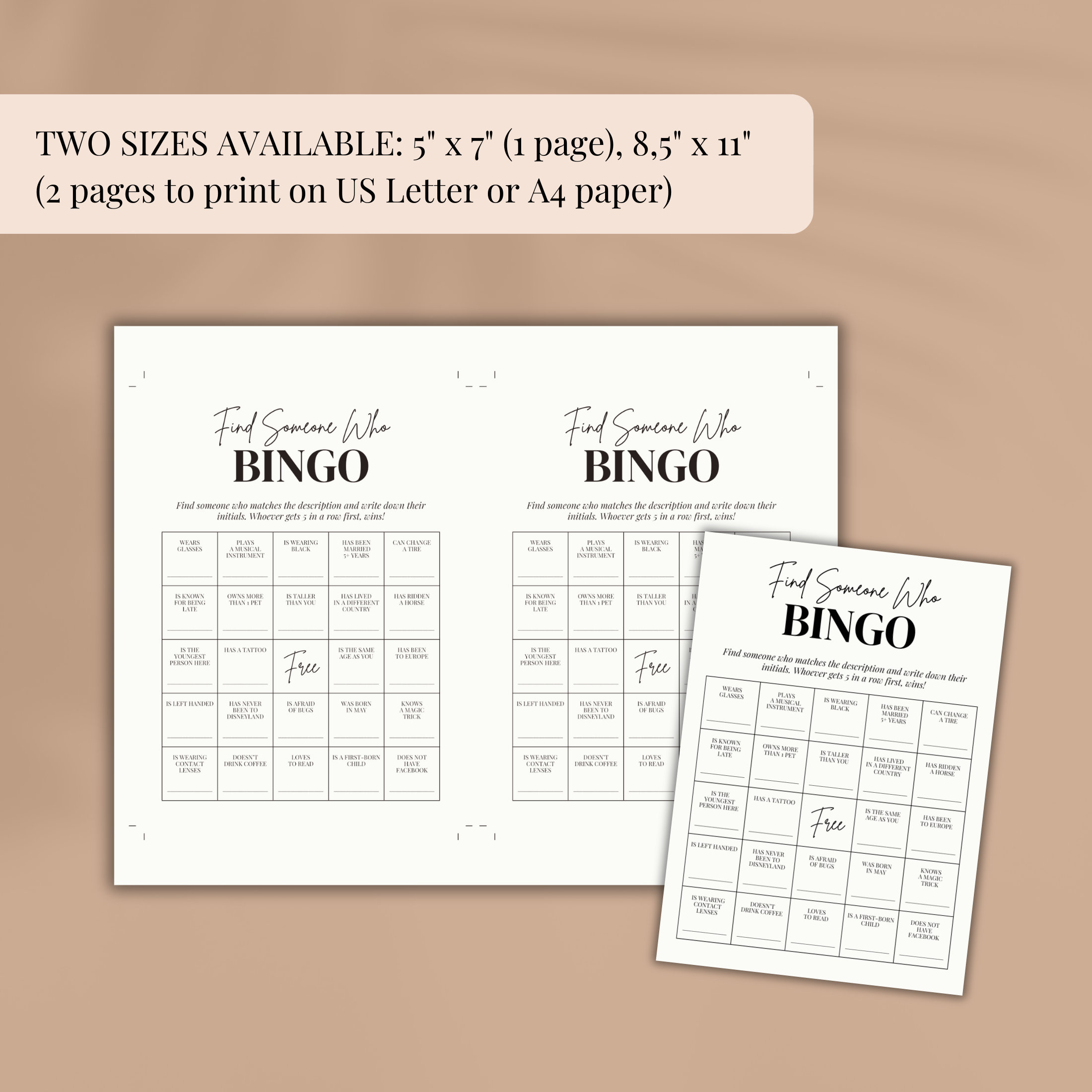 Icebreaker Bingo Game: Find Someone Who, Printable Cards (PDF) - Etsy