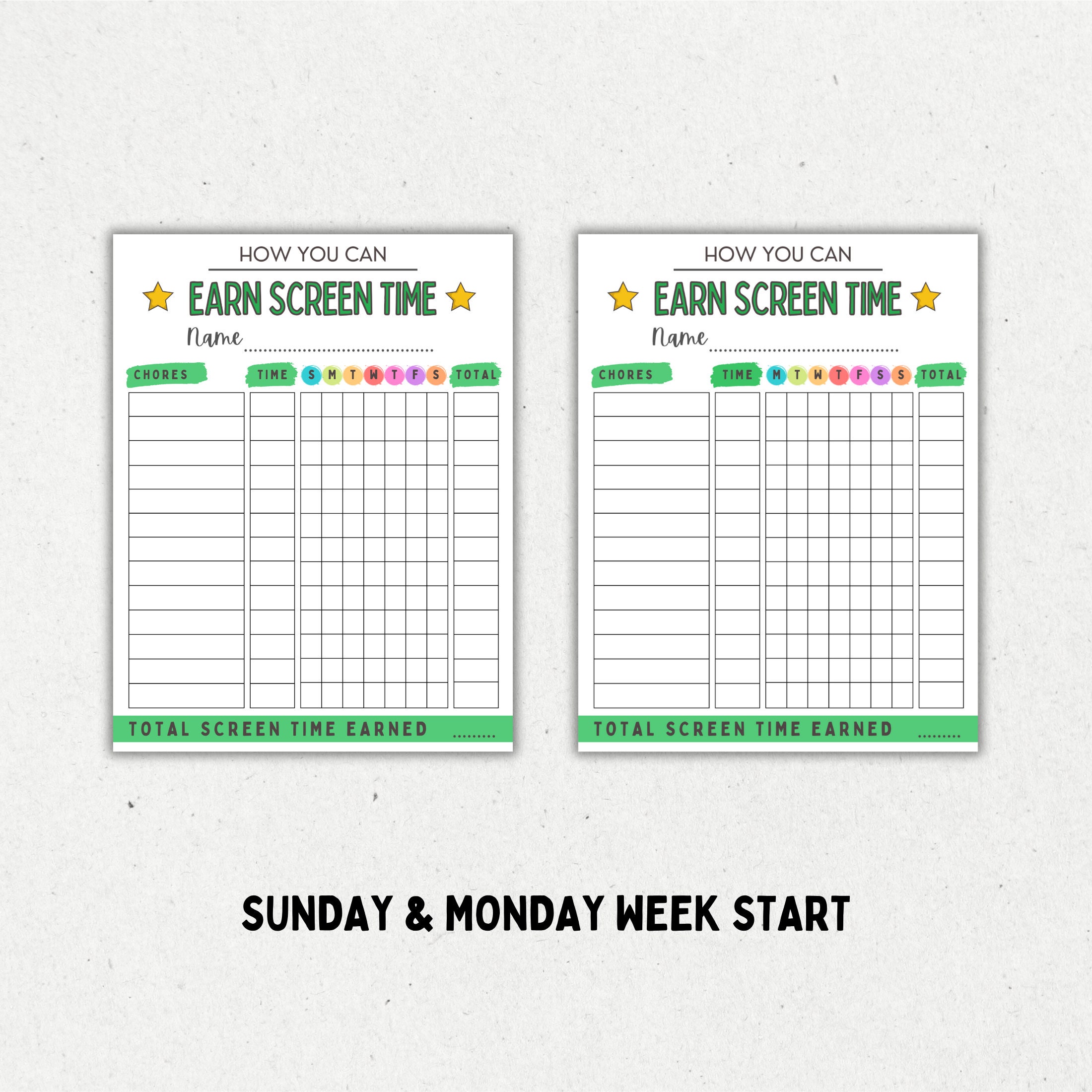 Printable Screentime Checklist, Editable Kids Screen Time Chart, Earn ...