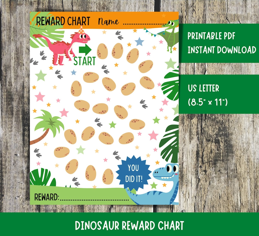 Printable Dinosaur Reward Chart: Kids Behavior Tracker (PDF) - Etsy