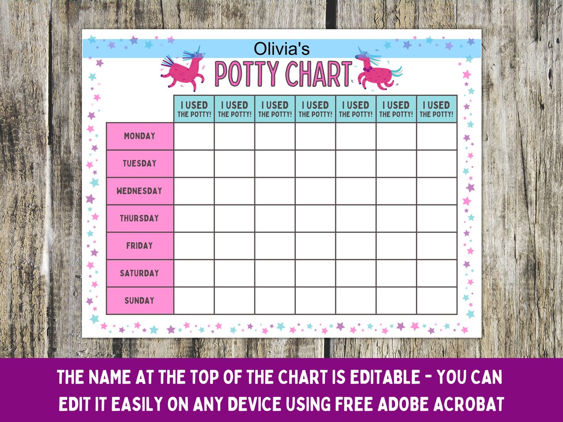 Potty Training Chart Kids Potty Chart Printable Potty - Etsy
