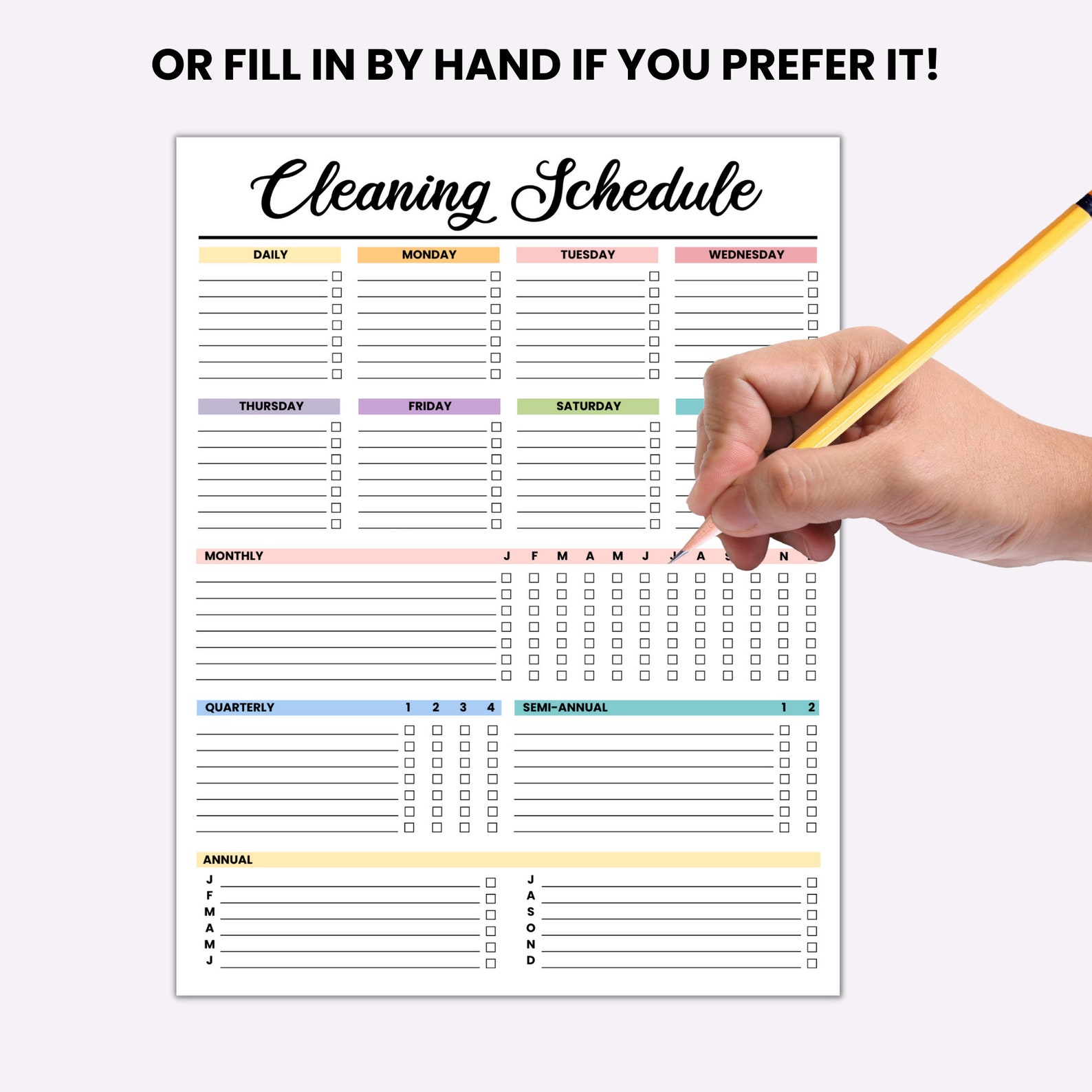 Editable Cleaning Schedule, Printable Cleaning Checklist, Daily Weekly ...