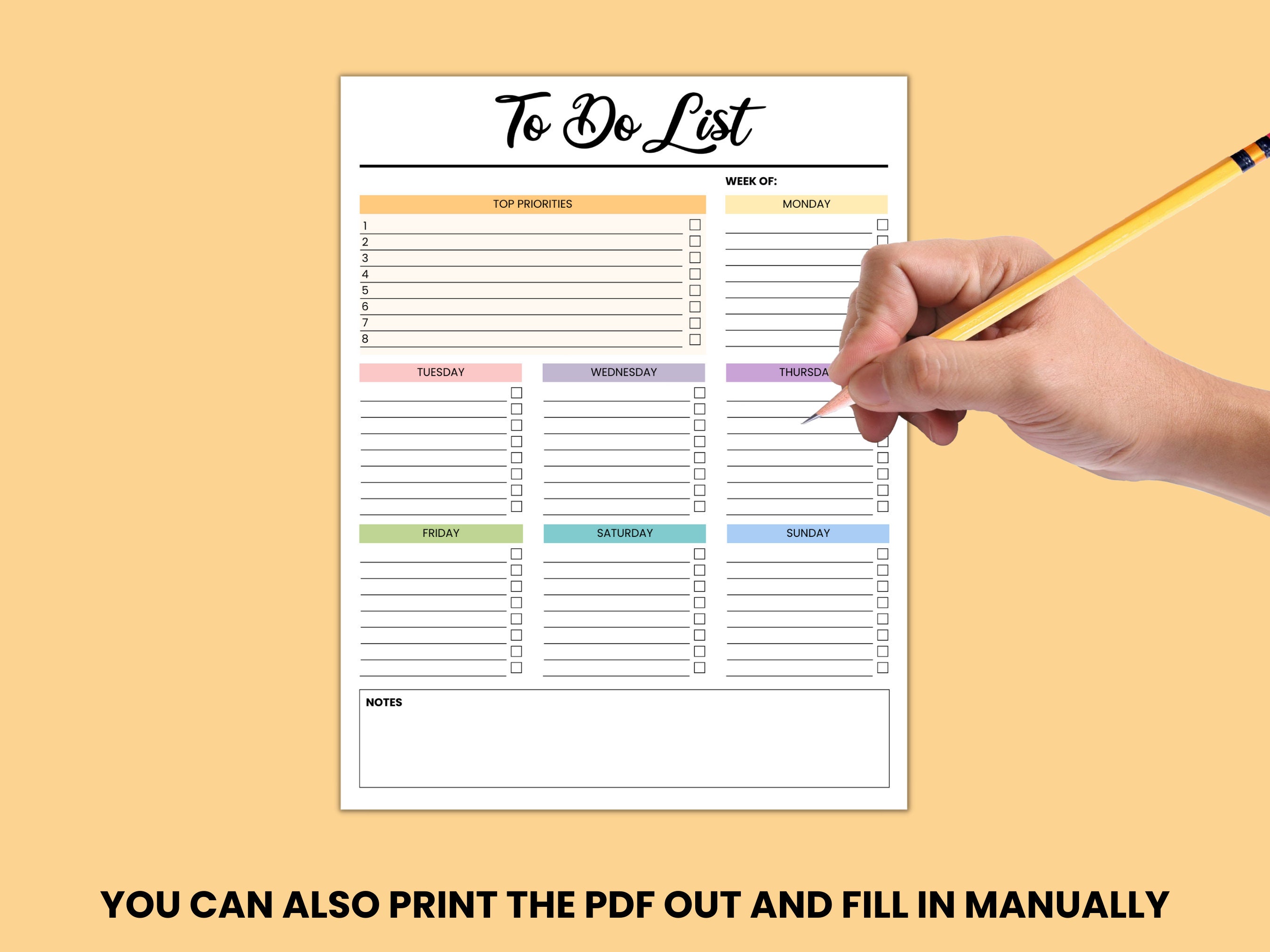 Printable to Do List, Editable Daily, Weekly, Monthly to Do List Bundle ...