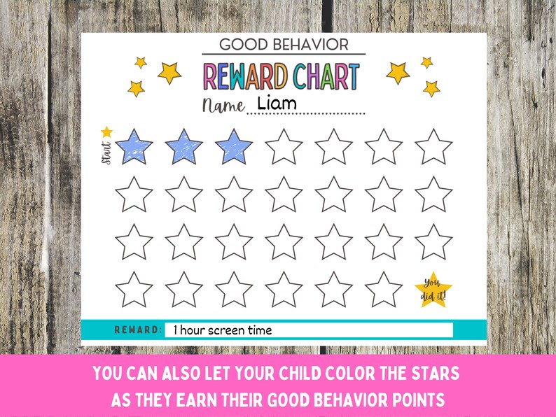 Editable Behavior Reward Chart for Kids: Printable Star Tracker ...