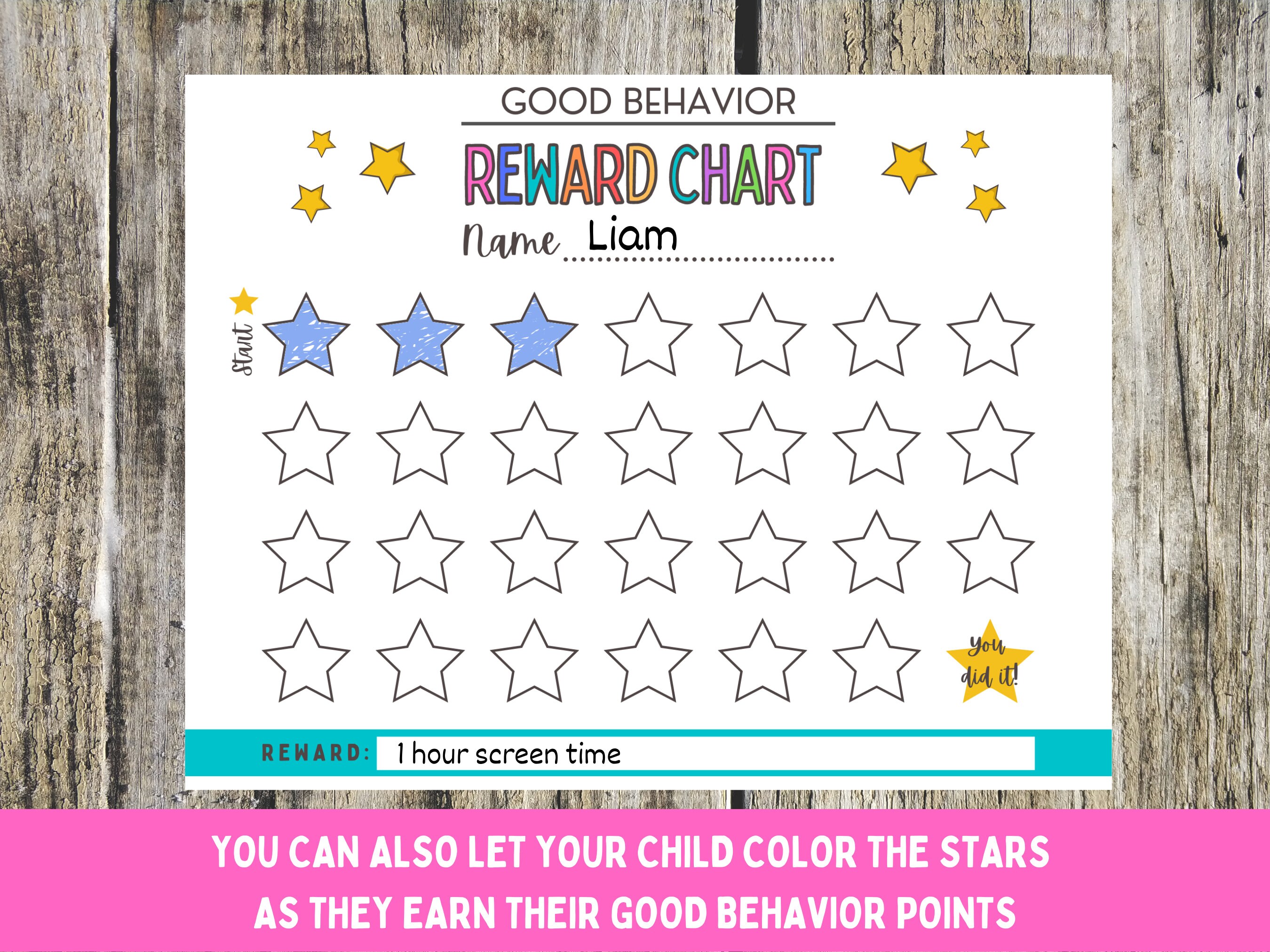 Printable Behavior Reward Chart for Kids Editable Behavior - Etsy Canada
