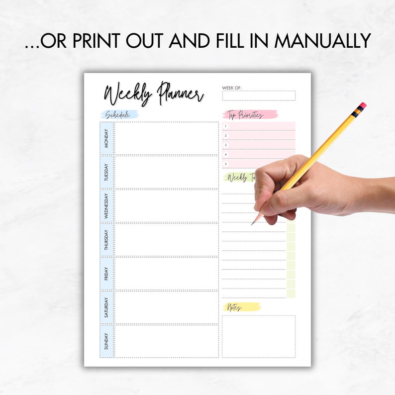 Editable Weekly Planner Printable Weekly to Do List Template - Etsy