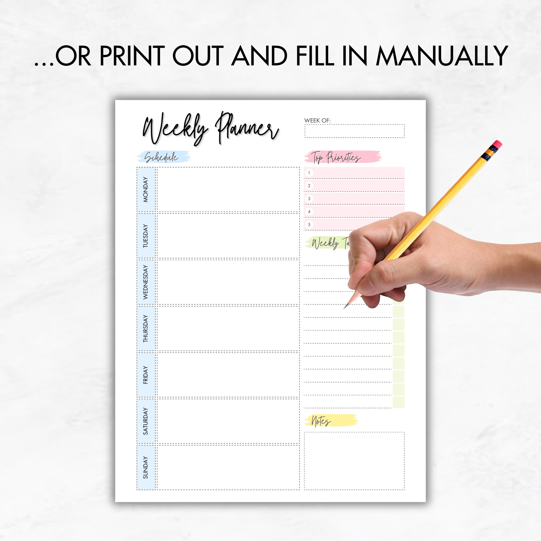 Editable Weekly Planner Printable Weekly to Do List Template - Etsy