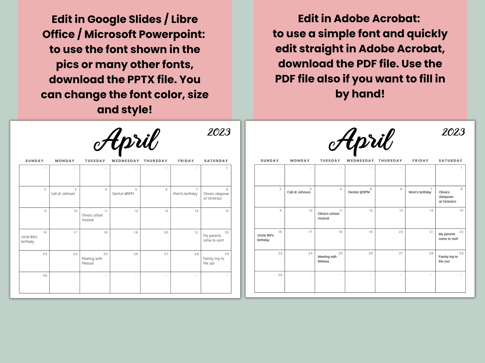 Editable 2023 Calendar, 2024 Calendar, 2024 Monthly Planner, Printable ...