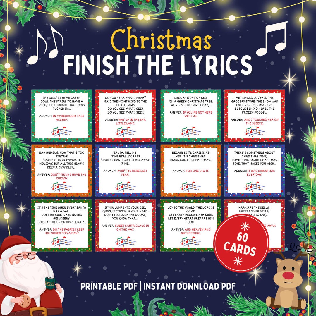 Christmas Carol Finish the Lyric Game, Printable Christmas Game ...