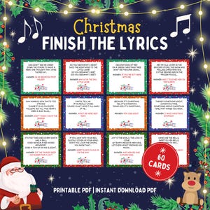 Christmas Carol Finish the Lyric Game, Printable Christmas Game ...