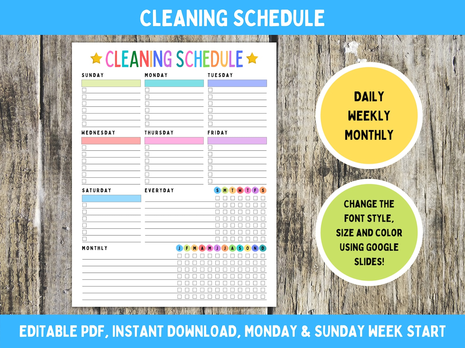 Editable Cleaning Schedule Printable Weekly Cleaning Planner - Etsy