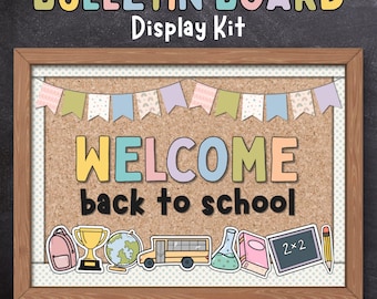 Back to School Bulletin Board Decor Kit: Pastel Banner, Pencil Name ...