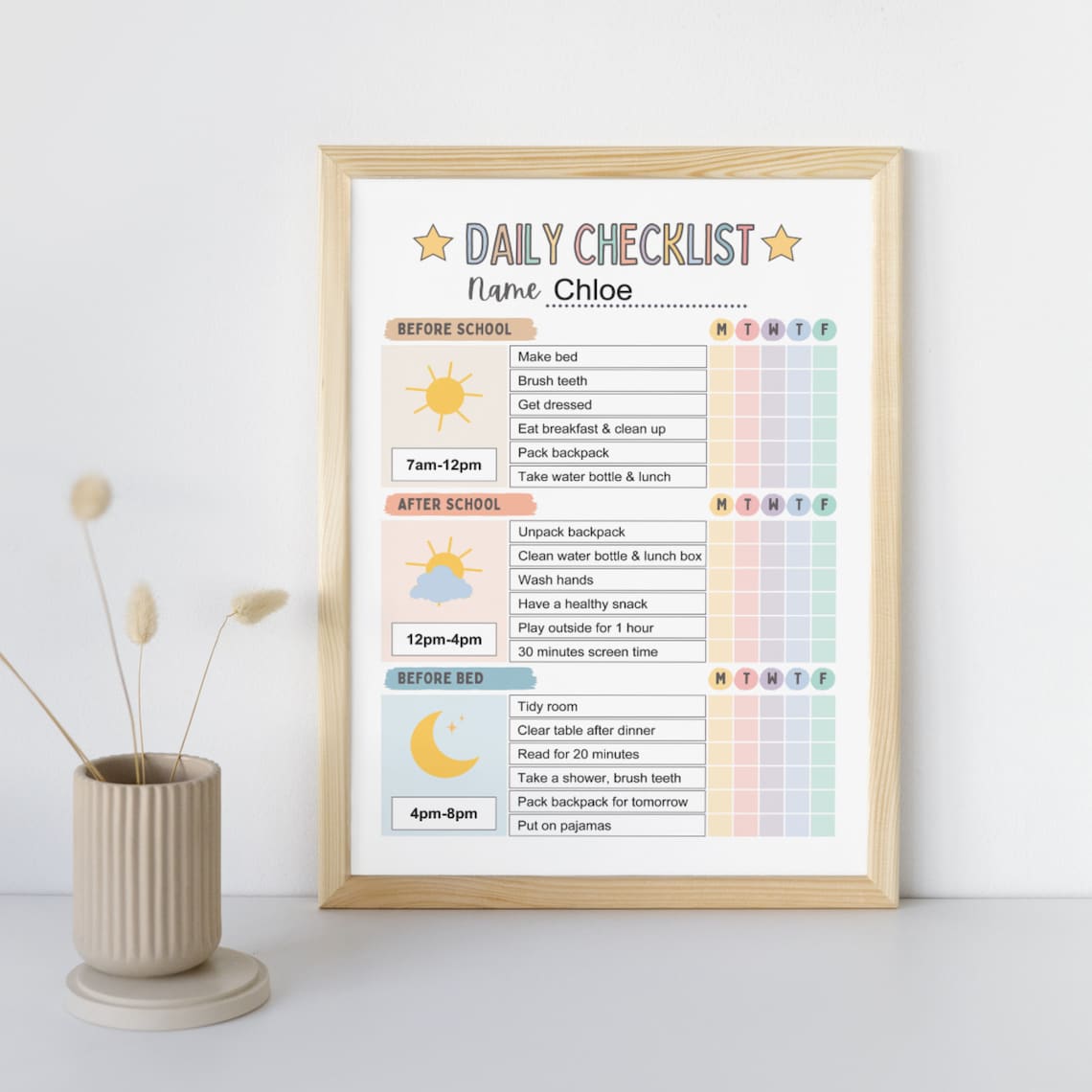Editable Kids Daily Checklist: Boho Pastel Chore Chart (PDF) - Etsy
