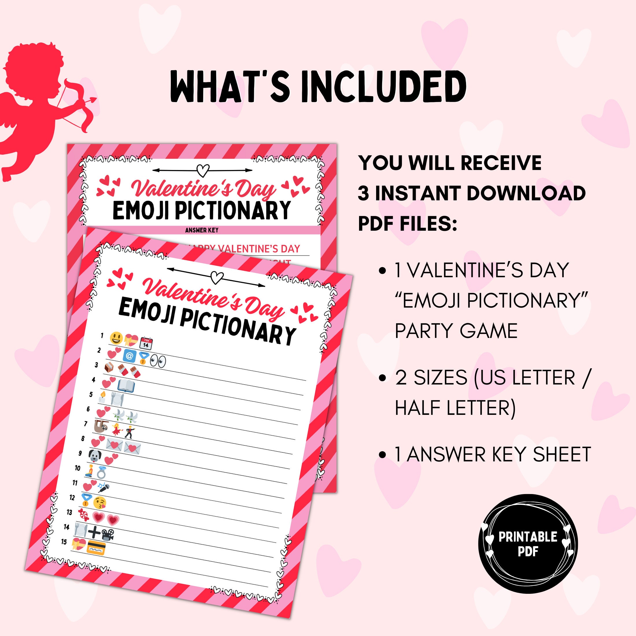 Valentines Emoji Game, Printable Valentines Day Emoji Game, Emoji ...