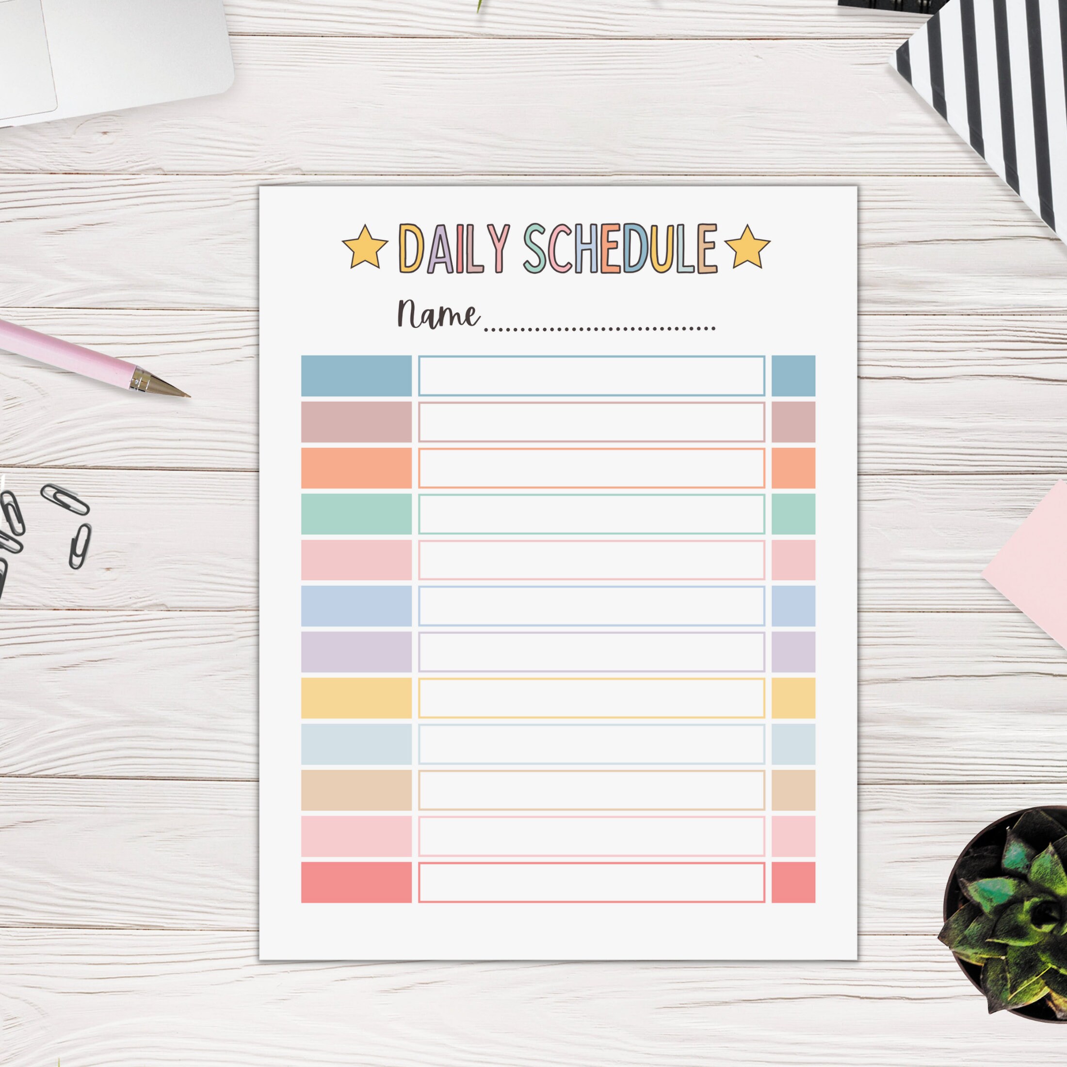 Kids Daily Schedule Printable: Boho Homeschool Planner (editable PDF ...