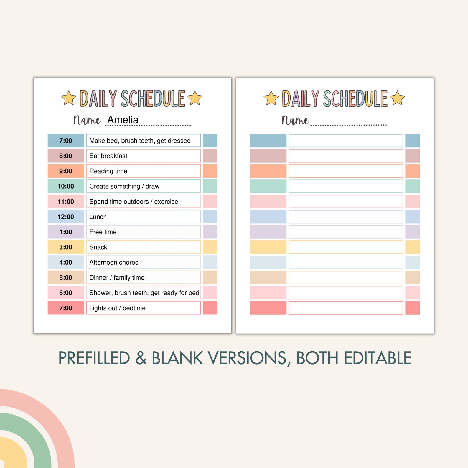 Kids Daily Schedule Printable: Boho Homeschool Planner (editable PDF ...