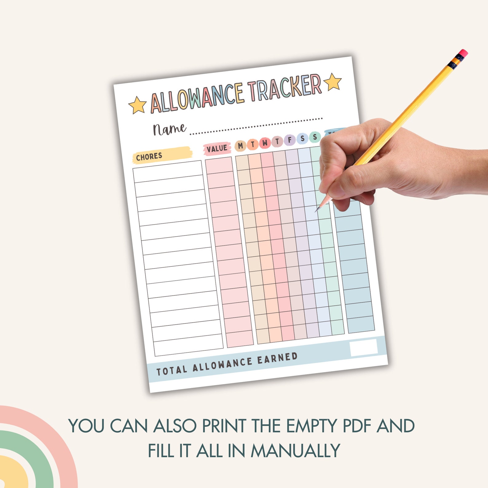 Allowance Tracker for Kids, Editable Allowance Chart for Kids ...