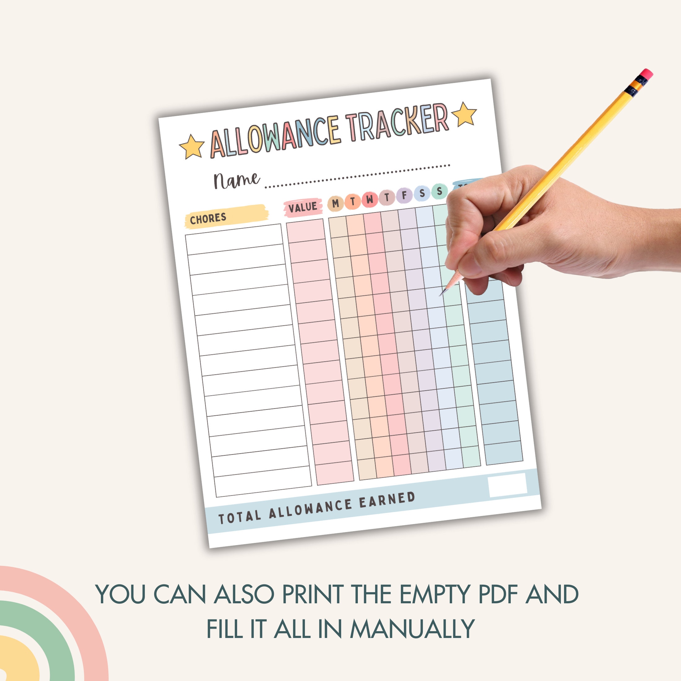 Allowance Tracker for Kids, Editable Allowance Chart for Kids ...