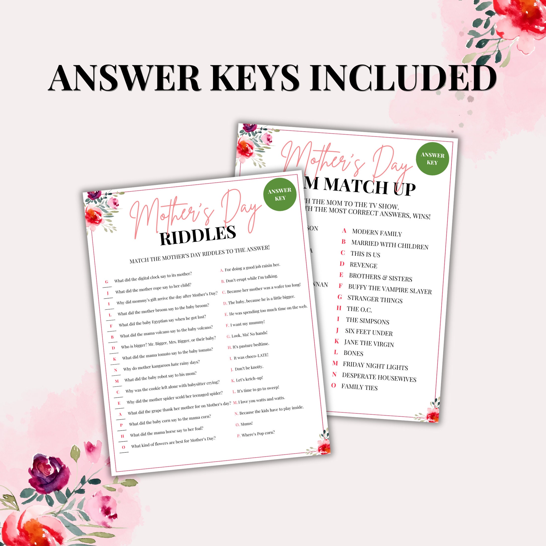Mothers Day Game Bundle, 10 Printable Mothers Day Games, Mothers Day ...