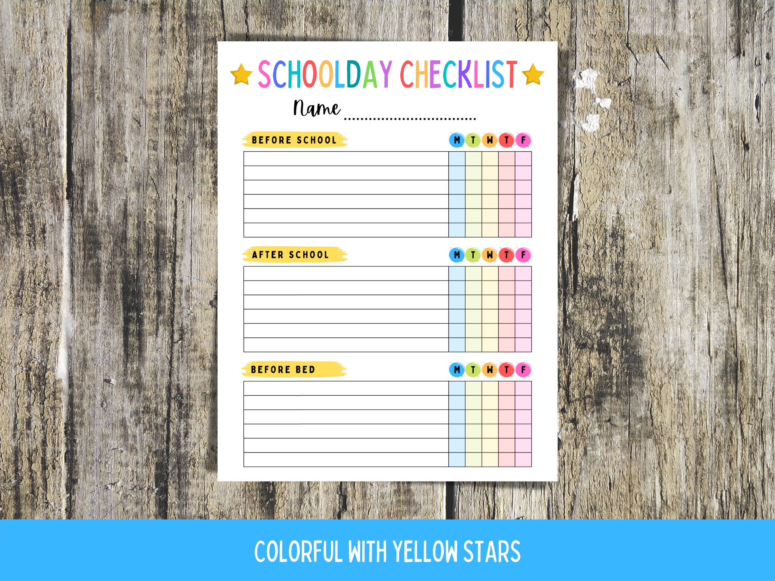 Kids Schoolday Checklist, Editable School Schedule, Printable Kids ...