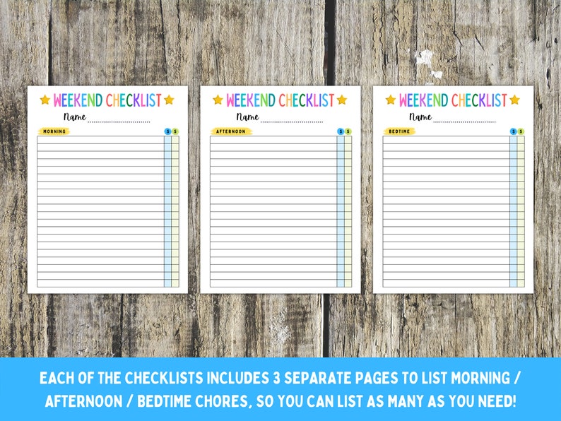 Kids Daily Checklist Bundle: School, Weekend, Holiday (editable PDF ...