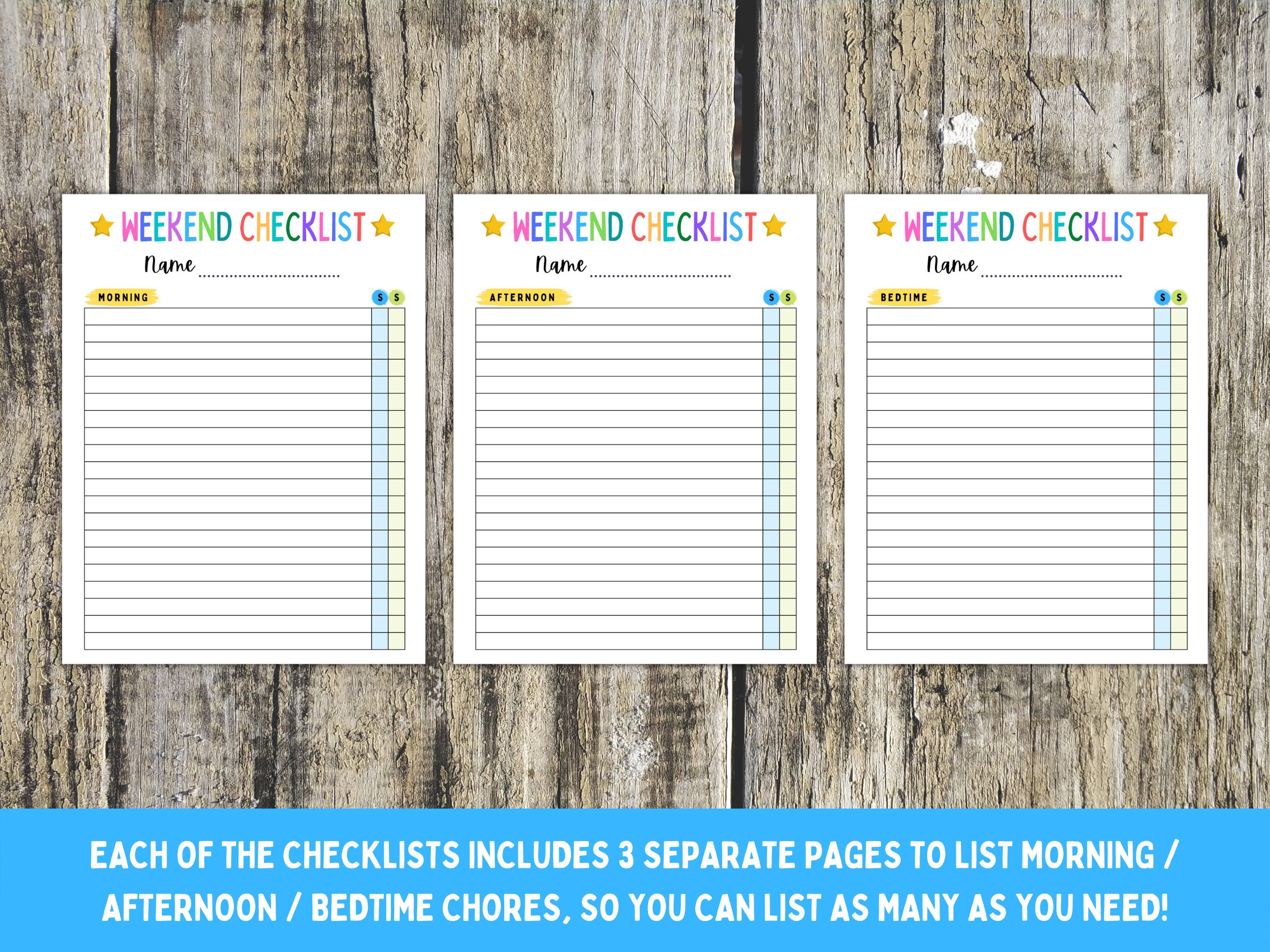 Printable Kids Checklists Daily, Weekend, Holiday, Schoolday Checklist ...