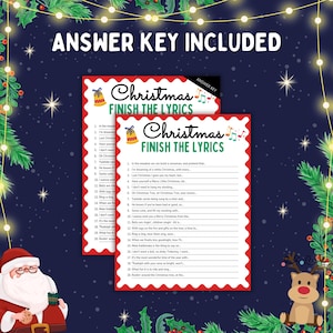 Christmas Finish the Lyrics Printable Song Trivia Game, Christmas Party ...
