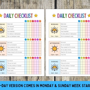 Printable Daily Checklist for Kids, Editable Kids to Do List ...