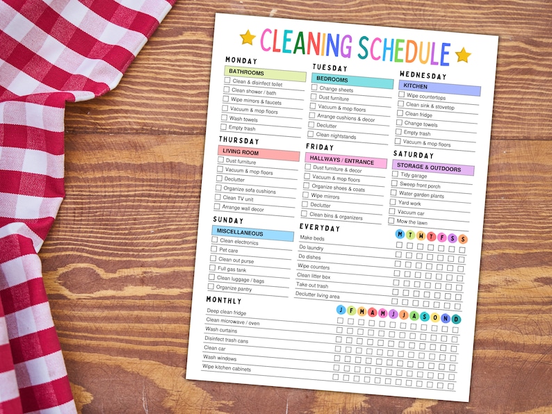 Editable Cleaning Schedule, Printable Cleaning Planner, Weekly Cleaning ...