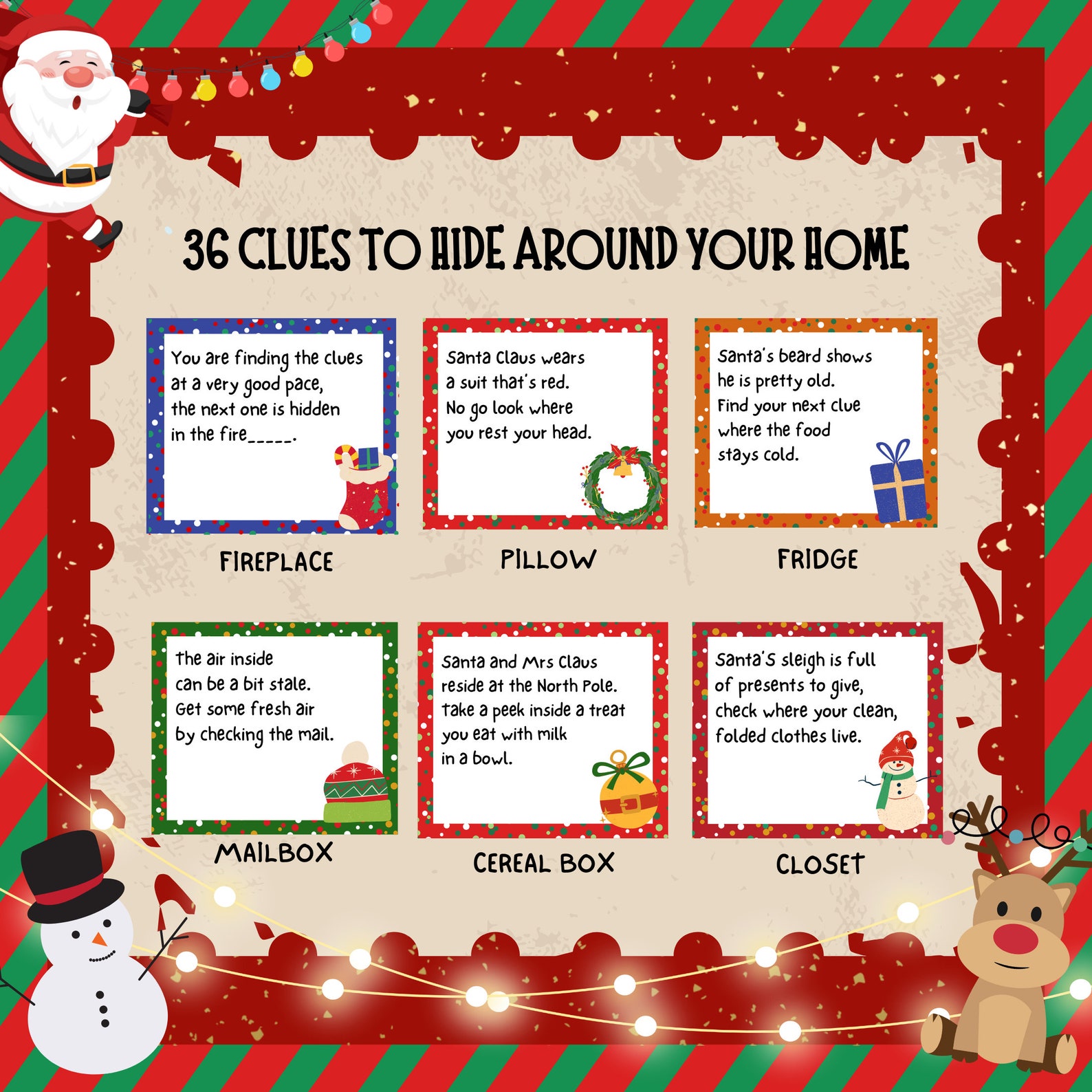 Christmas Scavenger Hunt Riddles, Printable Christmas Games, Party ...