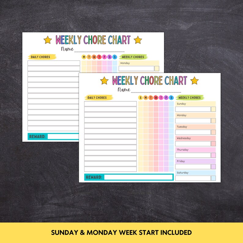 Editable Kids Chore Chart: Weekly Responsibility List (PDF) - Etsy