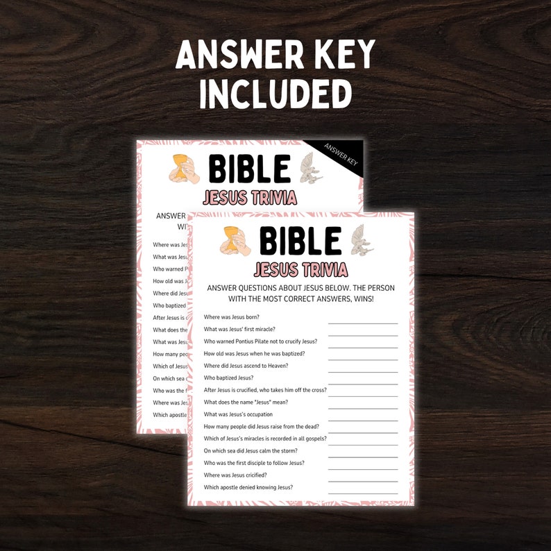 Jesus Trivia Quiz: Printable Bible Game (PDF) - Etsy