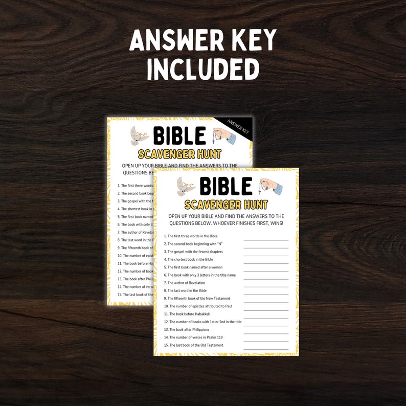 Printable Bible Scavenger Hunt Game for Church Youth (PDF) - Etsy