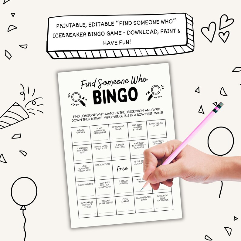 Get to Know You Bingo, Printable Find Someone Who Bingo, Icebreaker ...