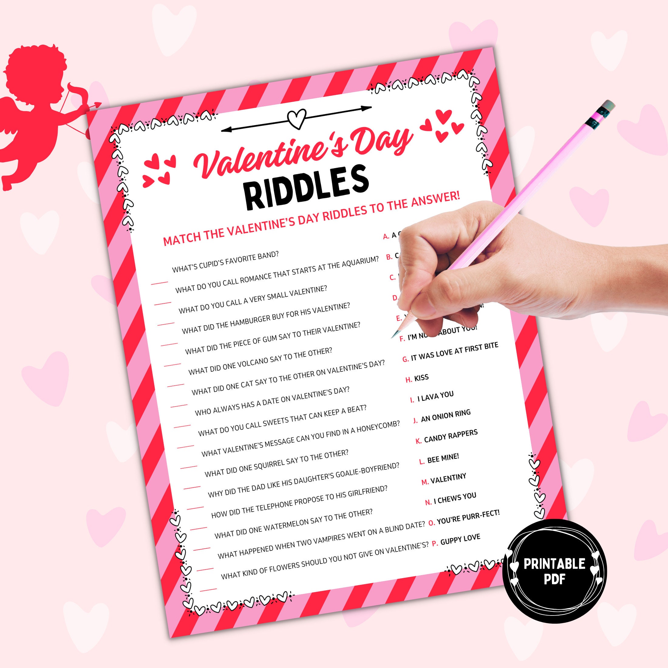 Valentine's Day Riddles Game, Kids Party Activity (printable PDF) - Etsy