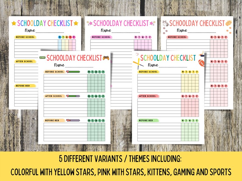 Kids Schoolday Checklist, Editable School Schedule, Printable Kids ...