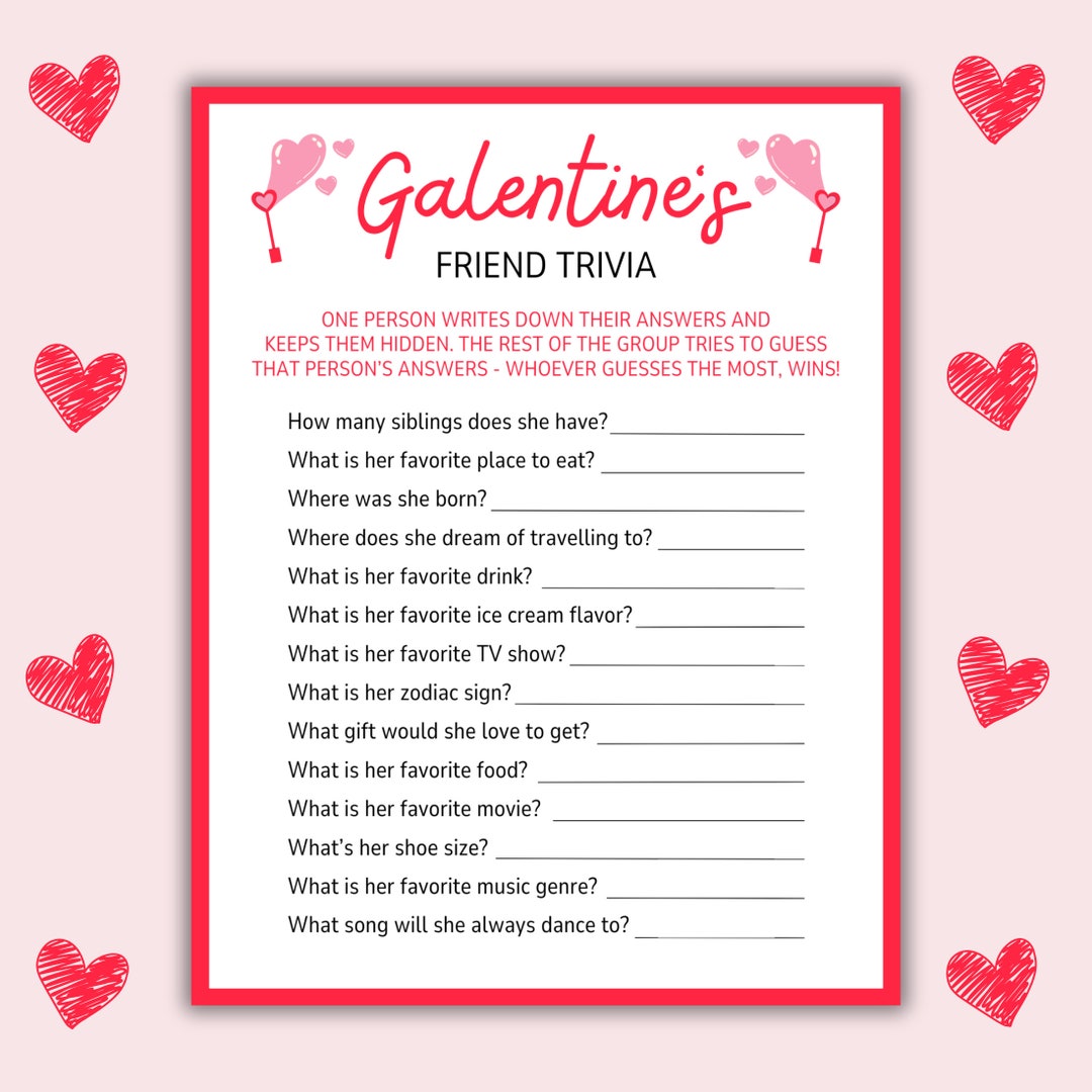 Galentine's Friend Trivia Game, Ladies Night (printable) - Etsy