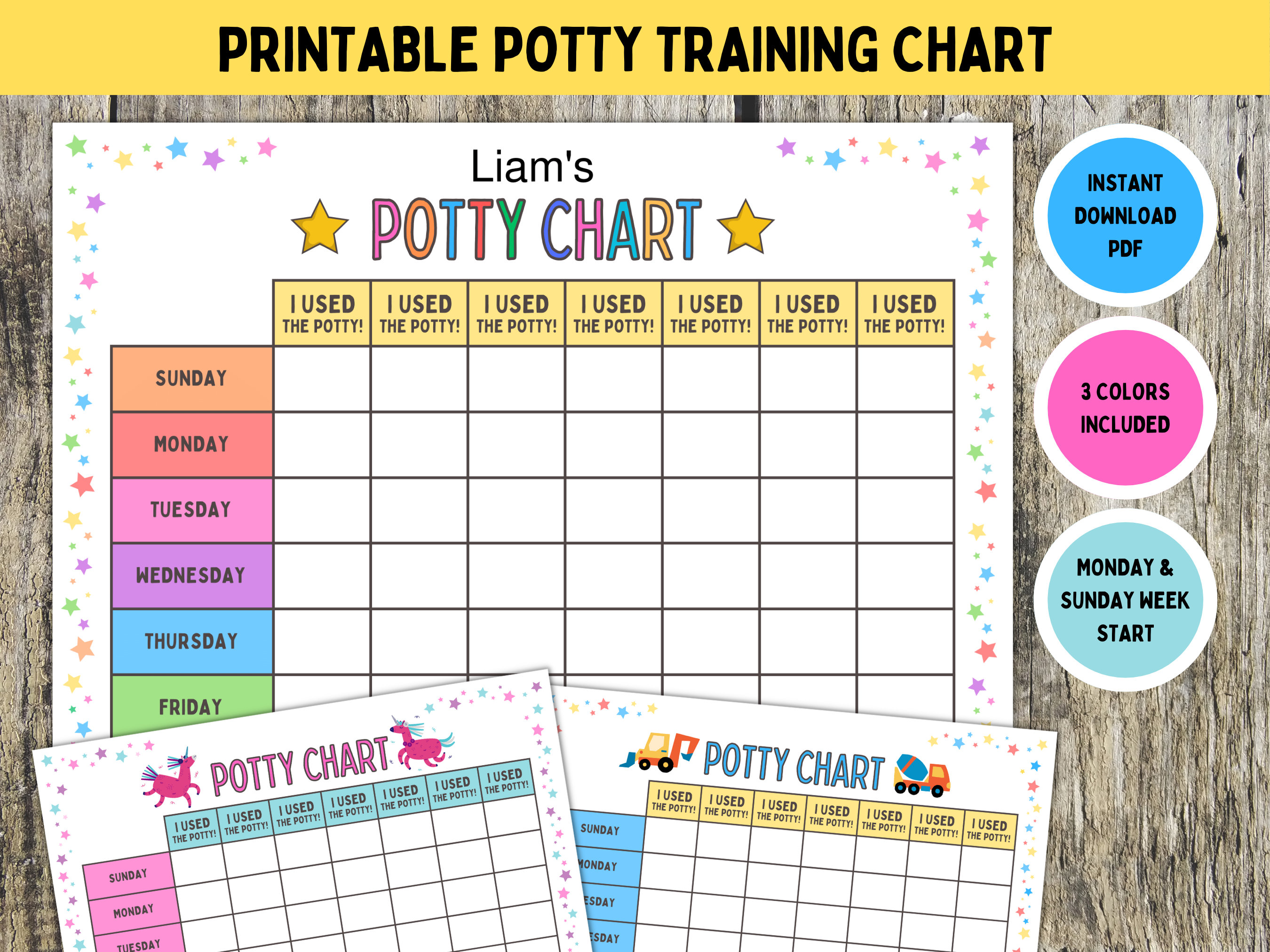 Potty Training Chart, Kids Potty Chart, Printable Potty Training ...