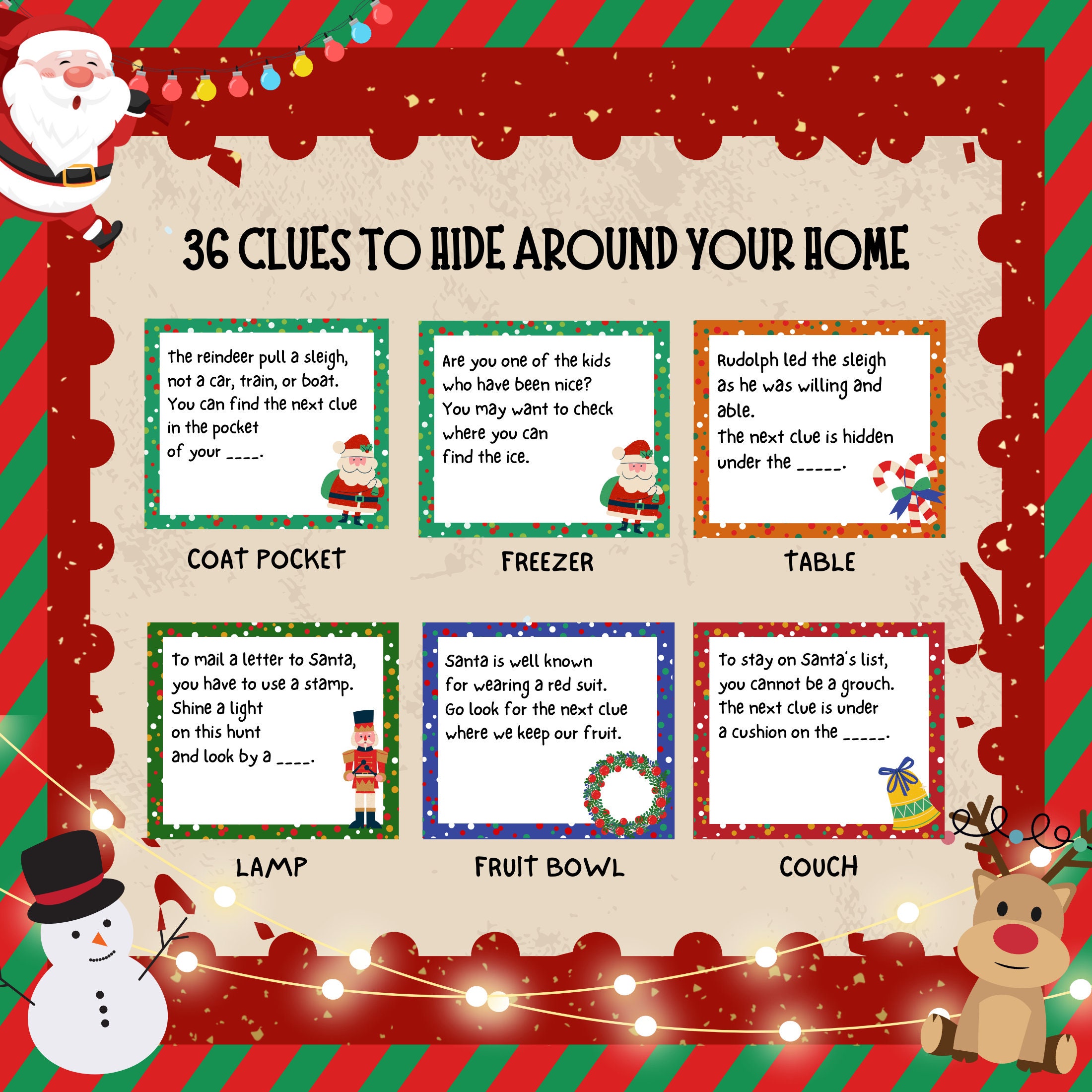 Christmas Scavenger Hunt Riddles, Printable Christmas Games, Party ...