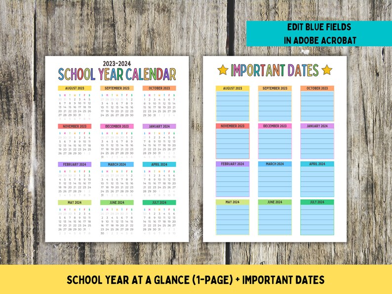 Editable Kids School Planner 2023-2024, Printable Kids Chore Chart ...