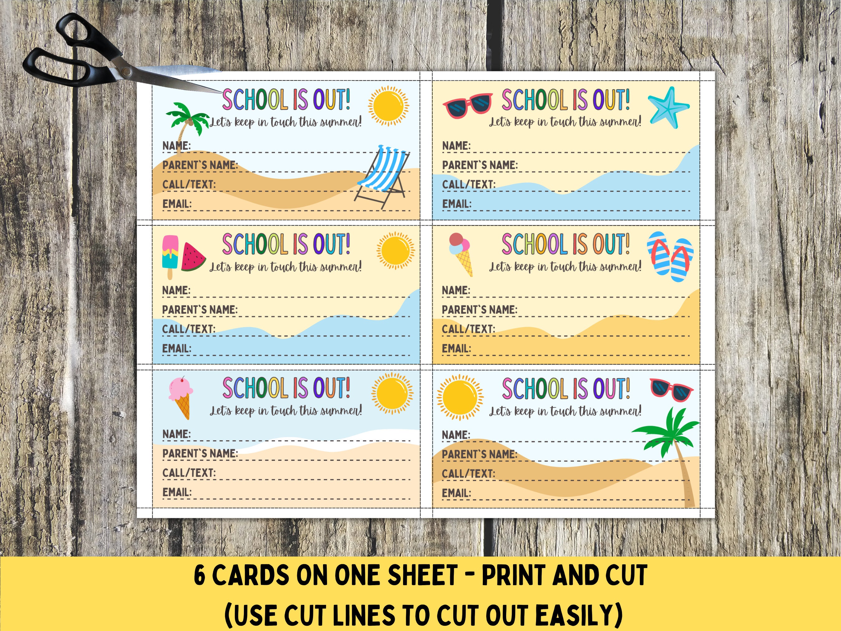 Printable Summer Contact Cards for Kids: Playdate Calling Cards (PDF ...