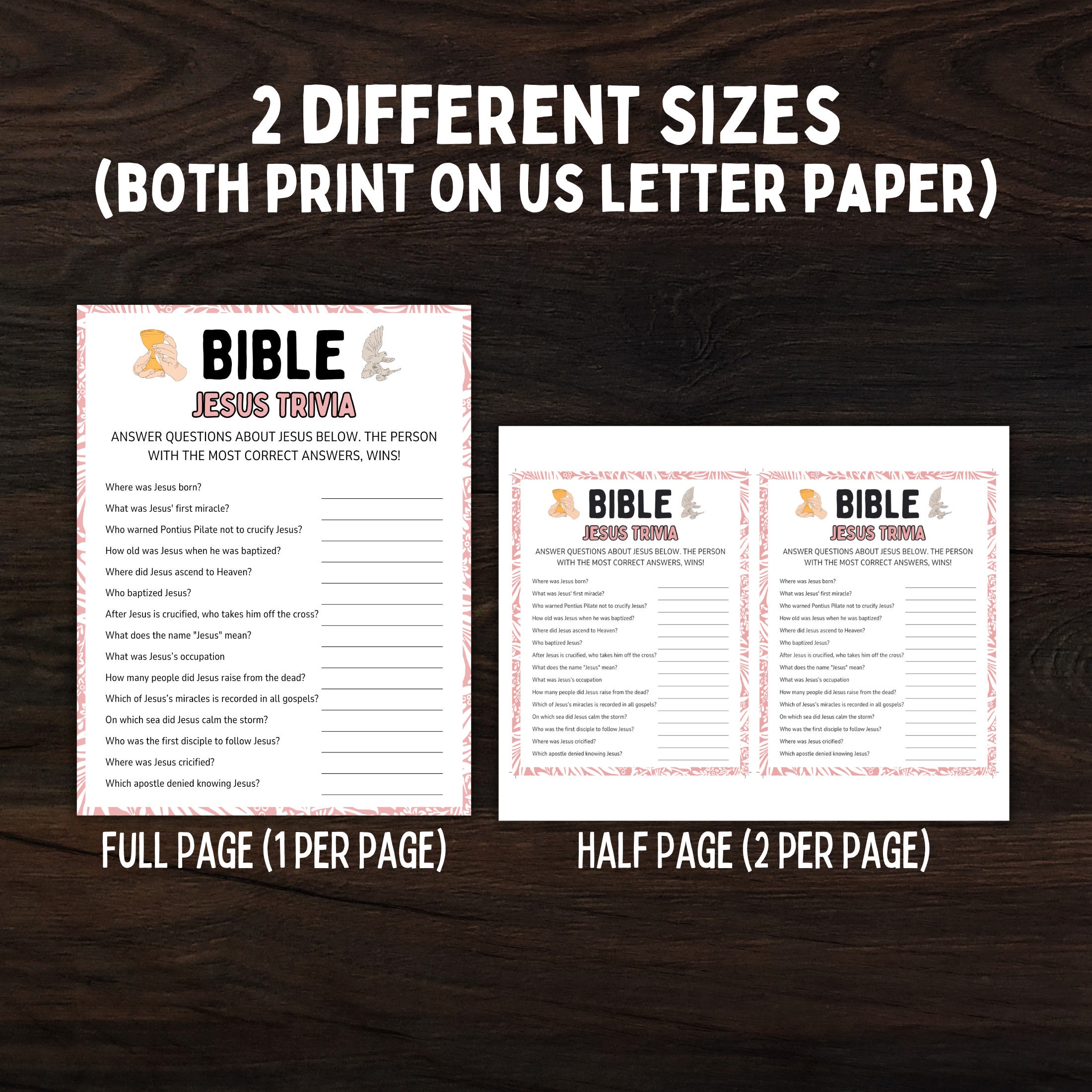 Jesus Trivia Quiz: Printable Bible Game (PDF) - Etsy