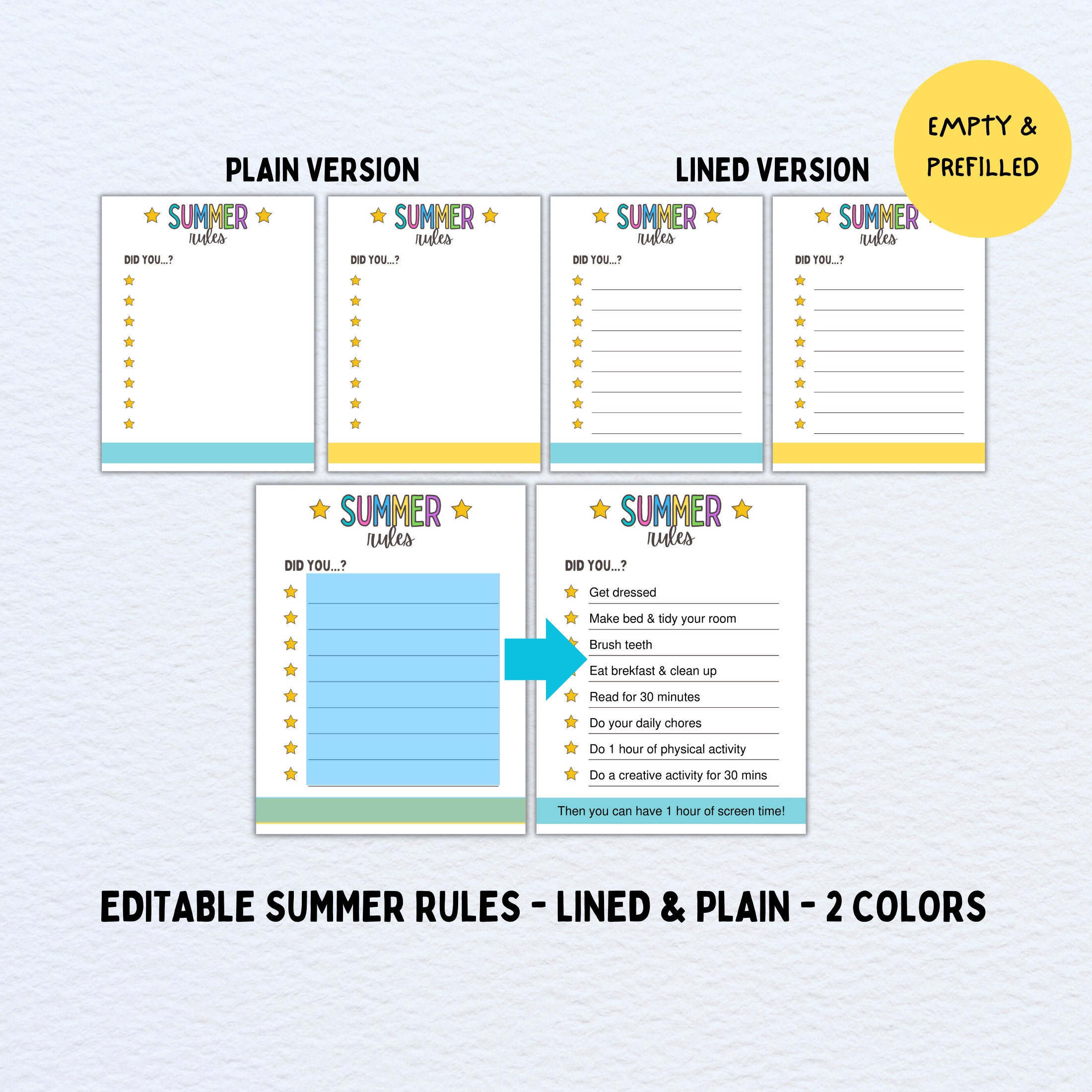 Printable 2024 Kids Summer Planner, Editable Summer Schedule, Bucket ...
