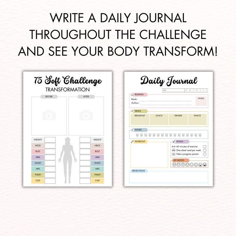 Editable 75 Soft Challenge Tracker, Printable 75 Day Challenge, Easy ...