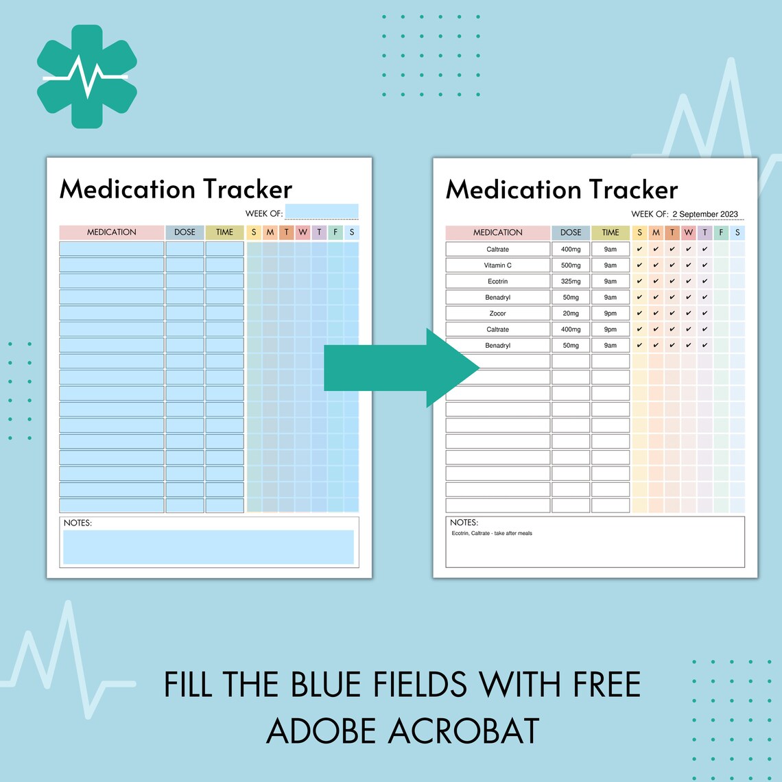 Printable Medication Tracker, Editable Medication Log, Medicine Intake ...