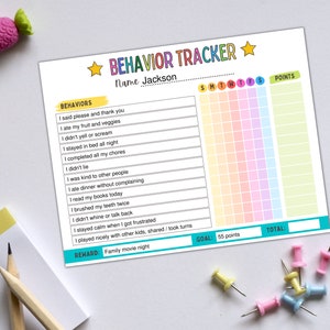 Kids Behavior Chart: Editable Reward Tracker (digital PDF) - Etsy