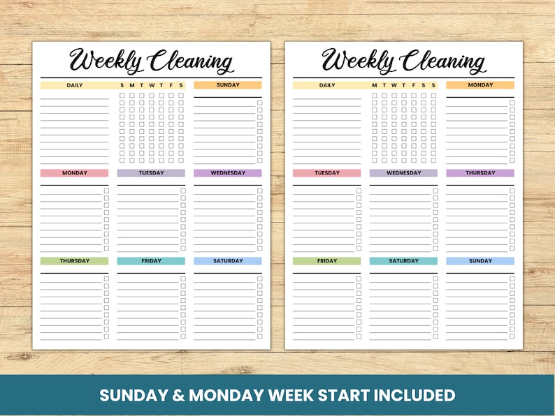 Editable Weekly Cleaning Checklist Printable Cleaning - Etsy