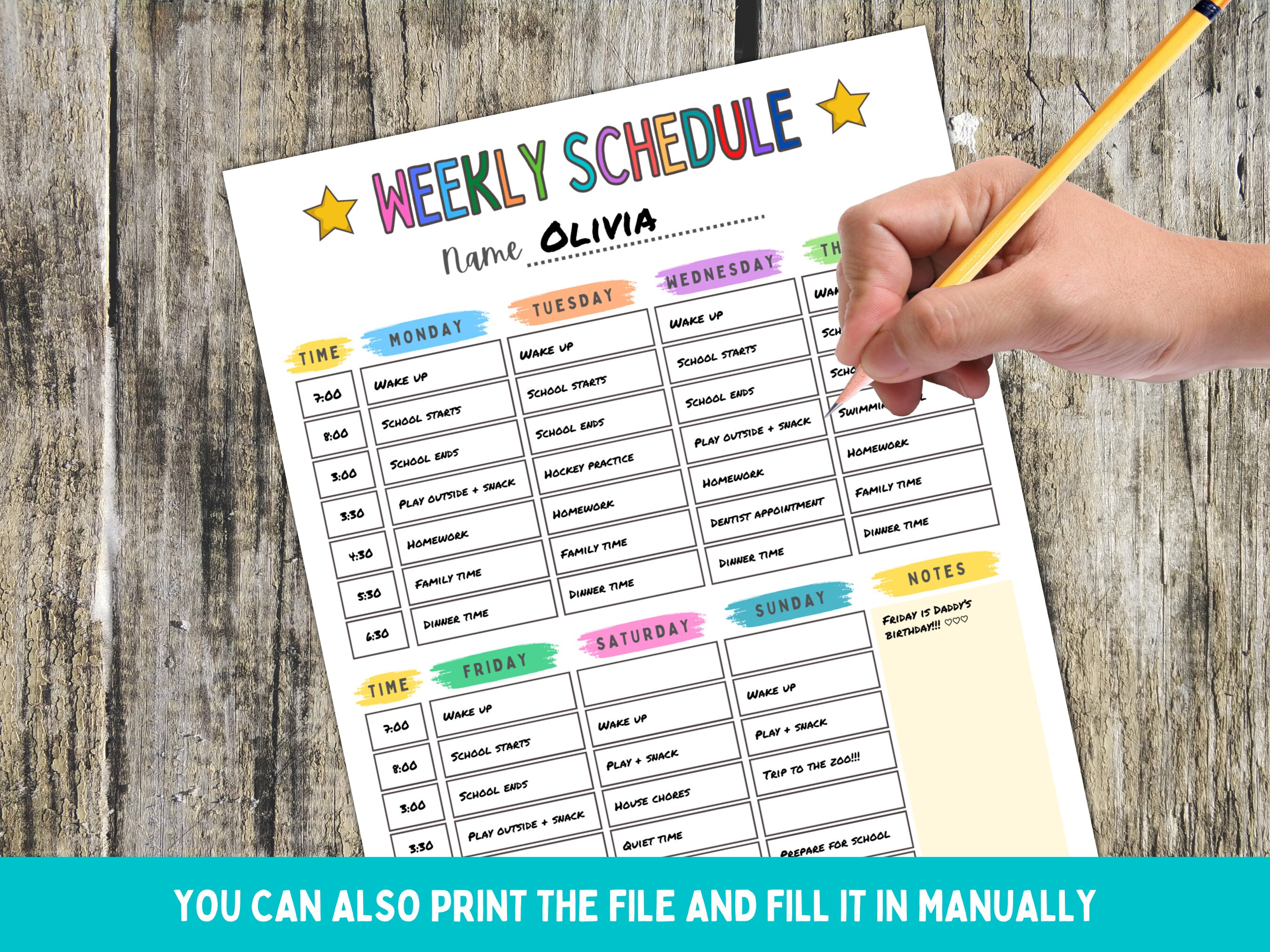 Kids Weekly Schedule: Editable Homeschool Planner (digital PDF/PPTX) - Etsy